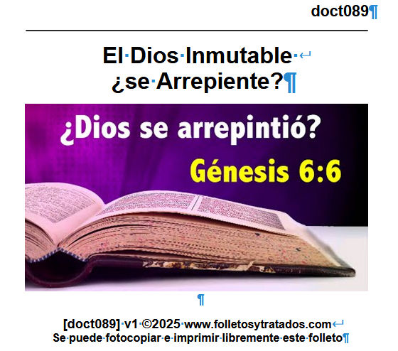Doct089 El Dios Inmutable ¿se Arrepiente? - Folletos Tripticos Evangelicos